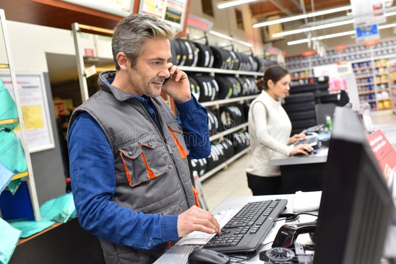 Mechanic Working on Computer Stock Photo - Image of shopping, service ...