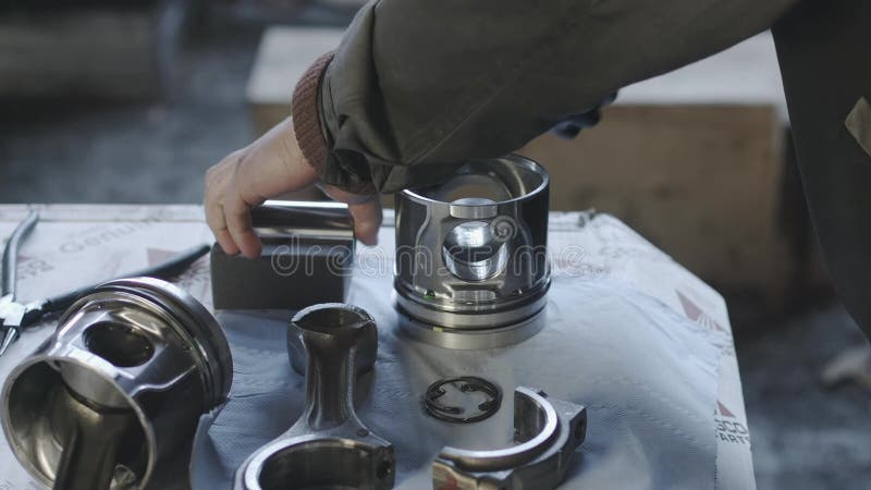 Mechanic Working with Diesel Engine. Engine Repair Close Up. in Hands ...