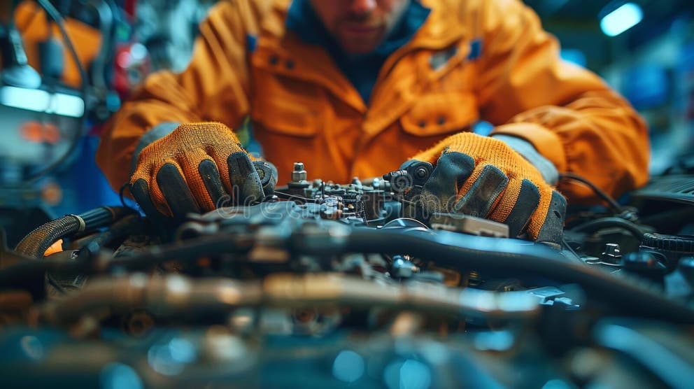 Mechanic Working on Engine Generative AI Stock Illustration ...