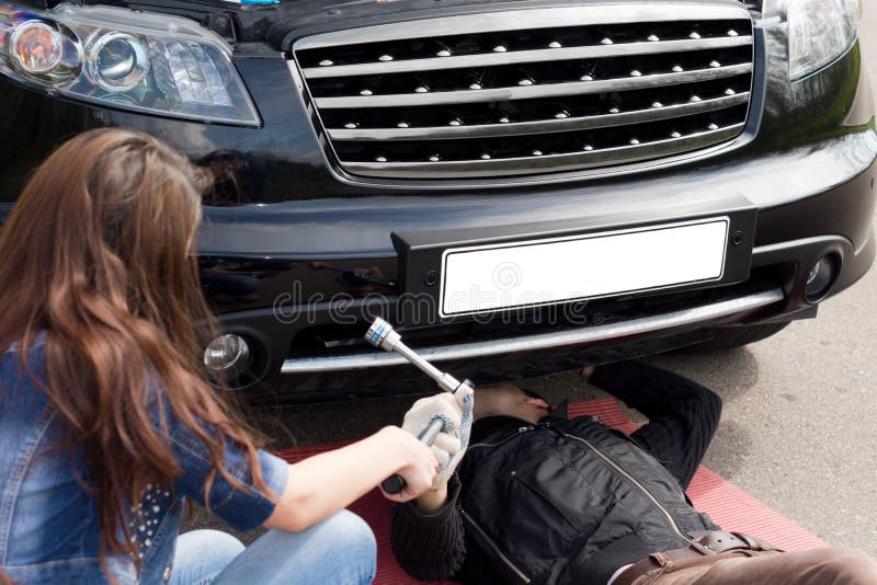 Mechanic Working on a Roadside Breakdown Stock Image - Image of problem ...