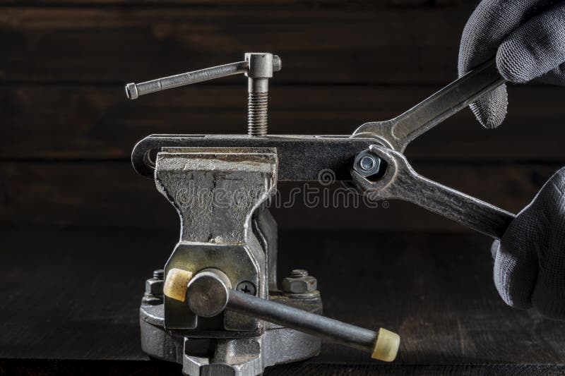 Vice and Wrench stock photo. Image of compress, workbench - 56952726