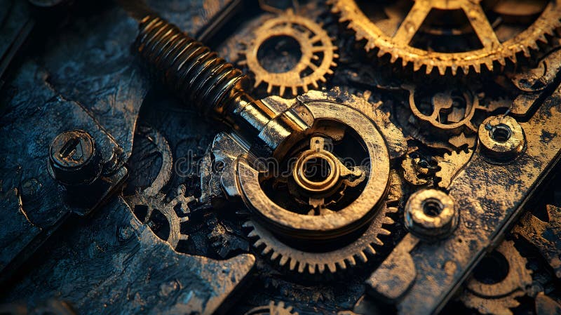 Mechanical Action Gears Workshop Close-up Image Industrial Environment ...