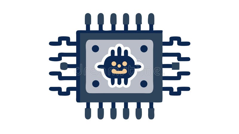 Mechanical AI Processor, Smart Chip Design, Robotic Brain, Flat Design ...