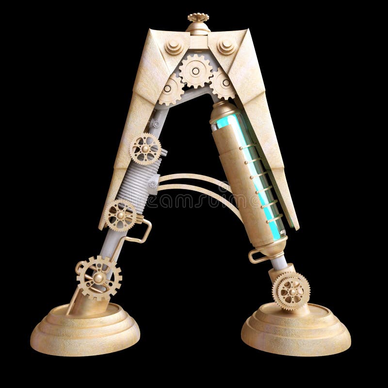 Mechanical Alphabet Made from Iron. Stock Illustration - Illustration ...
