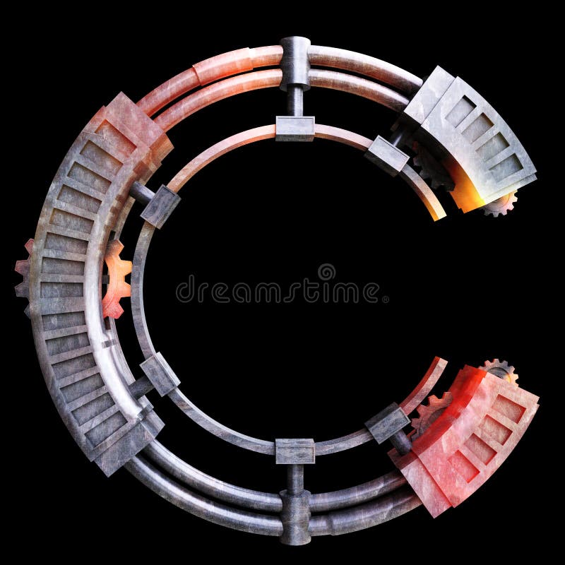 Mechanical Alphabet Made from Iron. Stock Illustration - Illustration ...