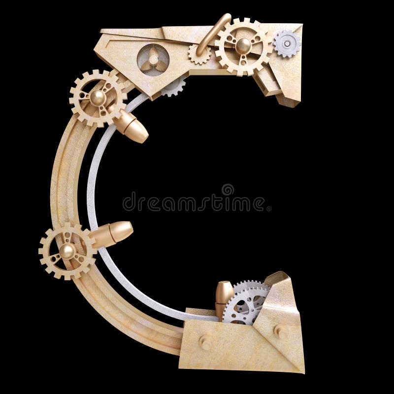 Mechanical Alphabet Made from Iron. Stock Illustration - Illustration ...