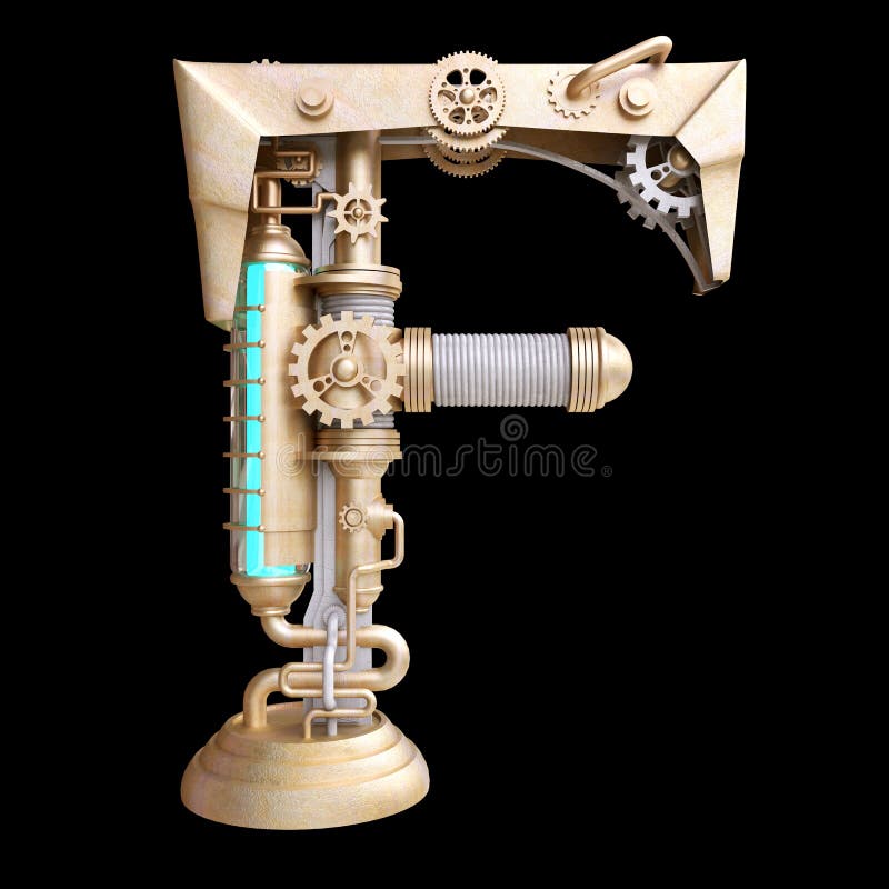 Mechanical Alphabet Made from Iron. Stock Illustration - Illustration ...