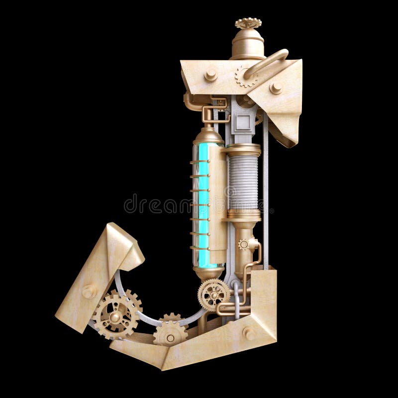 Mechanical Alphabet Made from Iron. Stock Illustration - Illustration ...