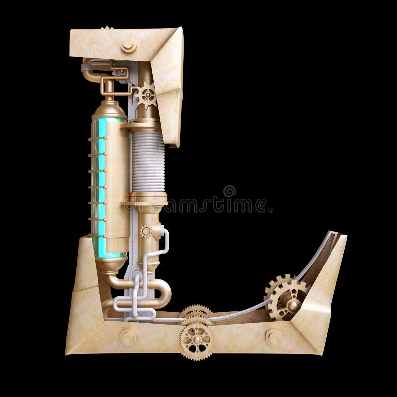 Mechanical Alphabet Made from Iron. Stock Illustration - Illustration ...