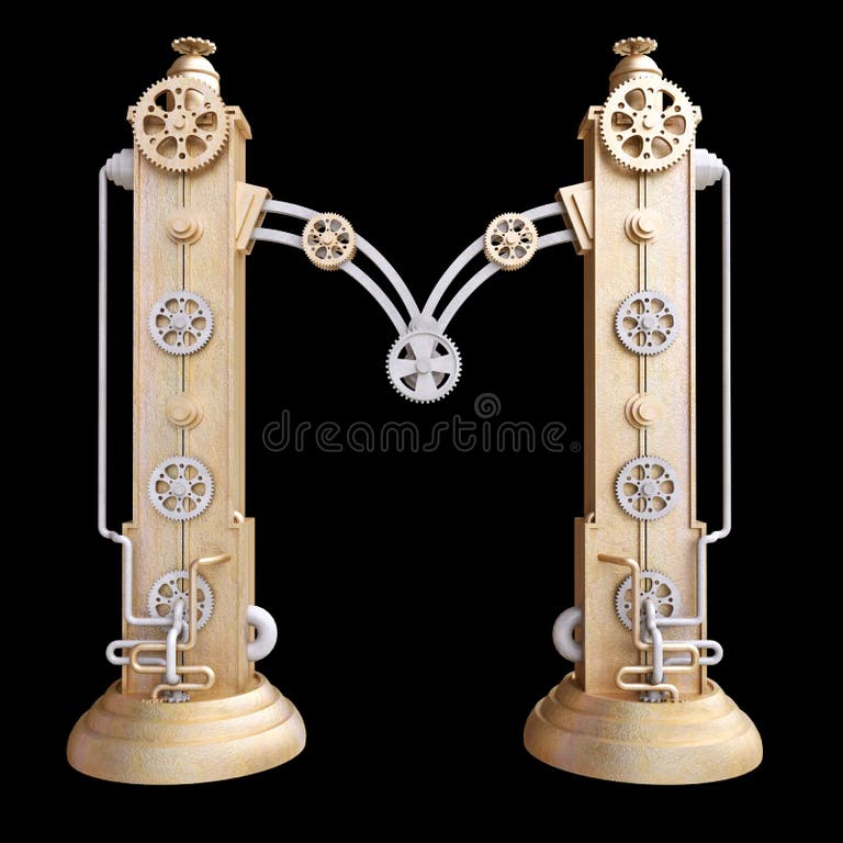 Mechanical Alphabet Made from Iron. Stock Illustration - Illustration ...