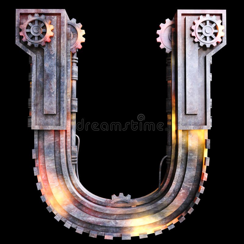 Mechanical Alphabet Made from Iron. Stock Illustration - Illustration ...