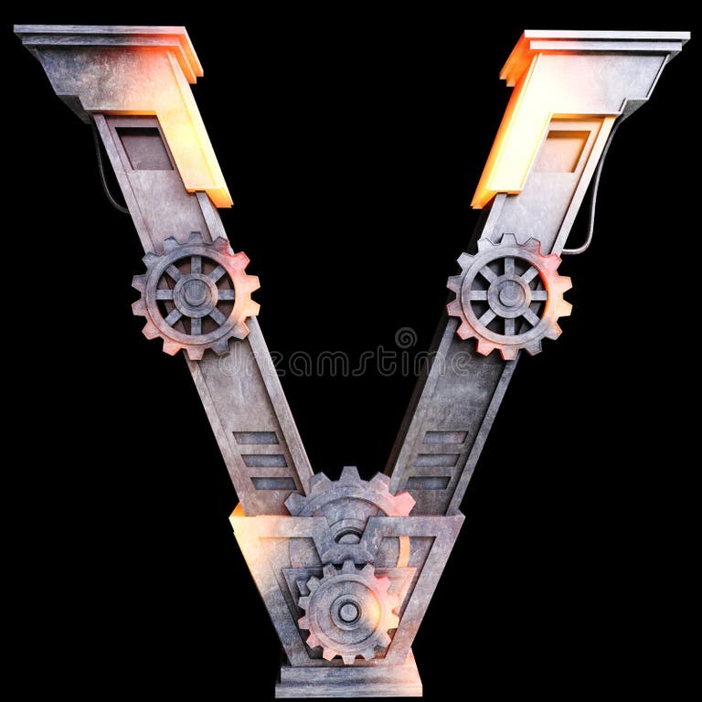 Mechanical Alphabet Made from Iron. Stock Illustration - Illustration ...
