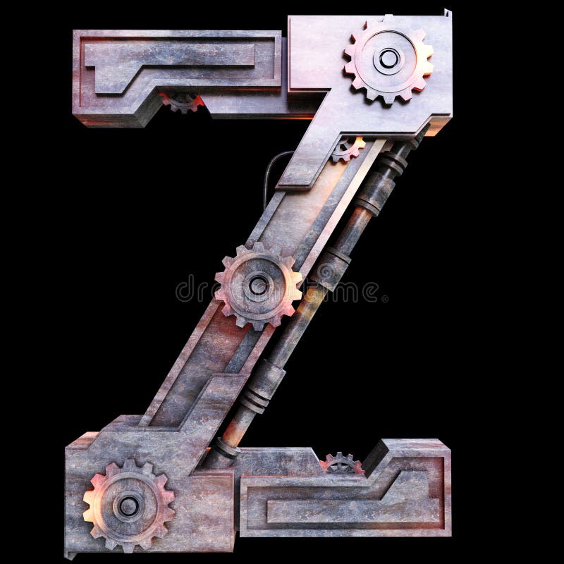 Mechanical Alphabet Made from Iron. Stock Illustration - Illustration ...