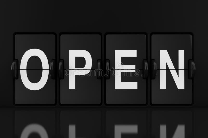 Mechanical Analog Flip Clock Board with Welcome Sign. 3d Rendering ...