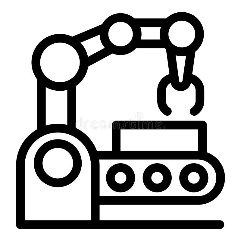 Mechanical Arm Picking Up Product on Assembly Line Icon Stock Vector ...