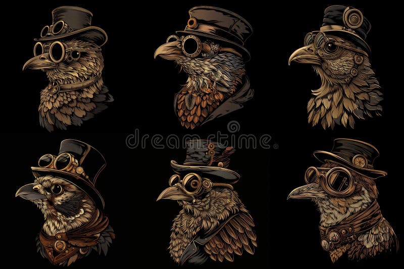 Mechanical Avian, Steampunk Bird Dressed To Impress Stock Illustration ...
