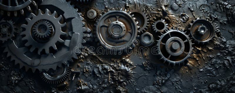 A Mechanical Background with Rotating Gears and Cogs, Set Against a ...