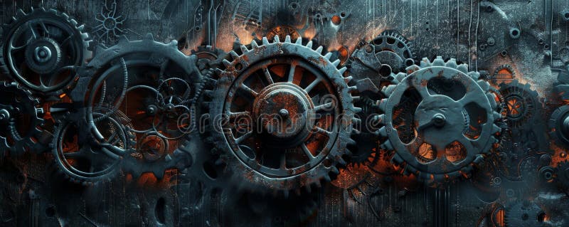 A Mechanical Background with Rotating Gears and Cogs, Set Against a ...