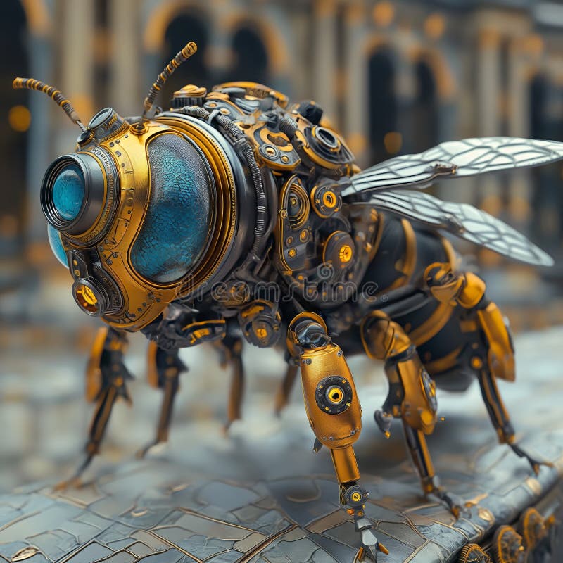 Mechanical Bee on an Abstract Background. Stock Photo - Image of retro ...