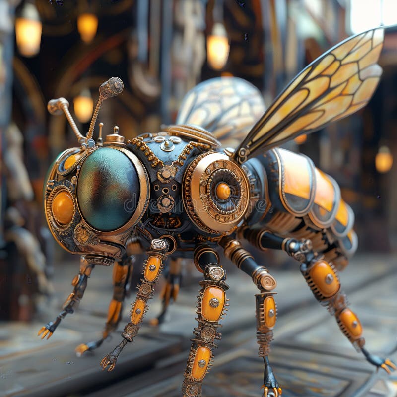 Mechanical Bee on an Abstract Background. Stock Image - Image of gear ...