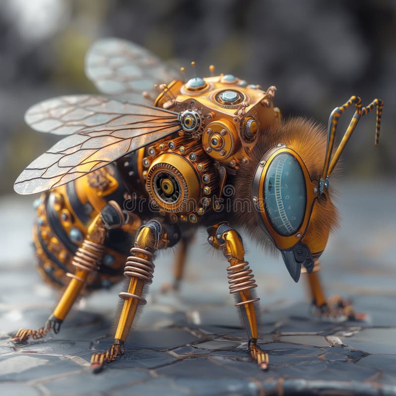 Mechanical Bee on an Abstract Background. Stock Image - Image of insect ...