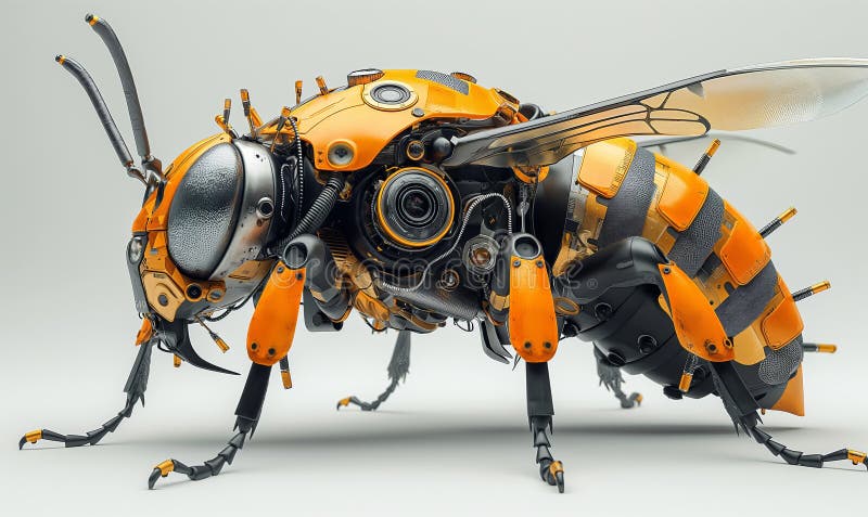 Mechanical Bee on a White Background. Stock Photo - Image of robot ...