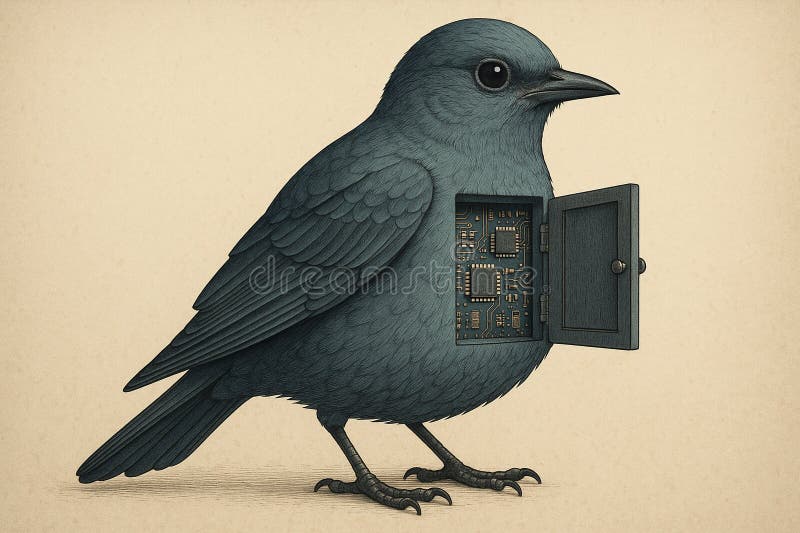 Mechanical Bird with Open Circuit Compartment Stock Illustration ...