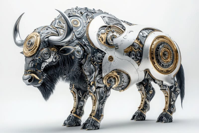 Mechanical Bison Sculpture Showcasing Intricate Design Elements and ...
