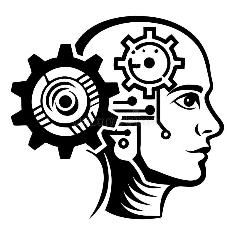 Mechanical Brain on the Table. Generative AI Stock Illustration ...