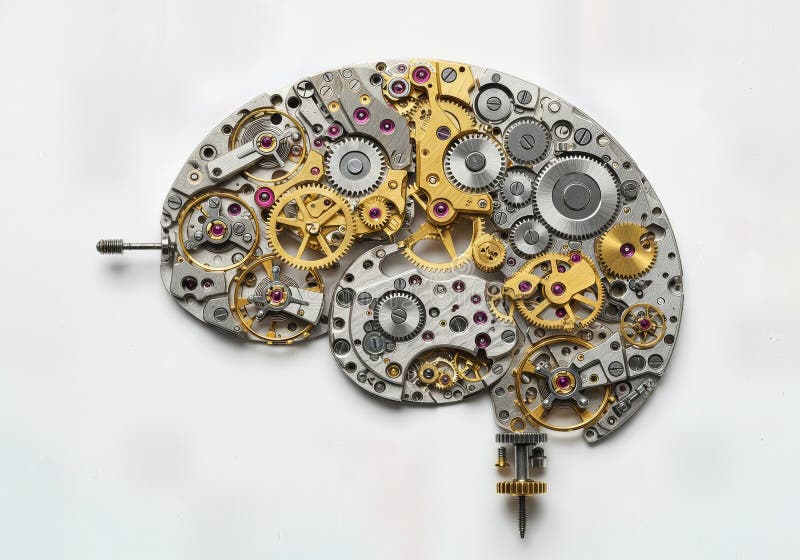 Mechanical Brain on the Table. Generative AI Stock Illustration ...