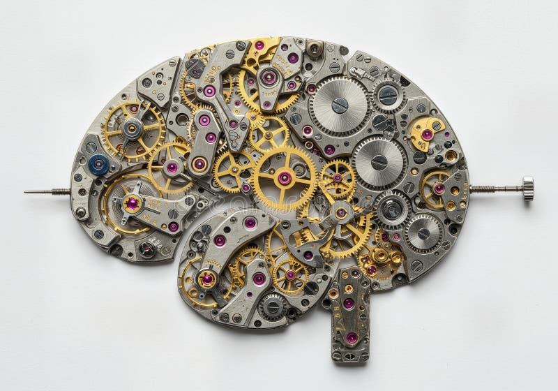 Mechanical Brain on the Table. Generative AI Stock Illustration ...