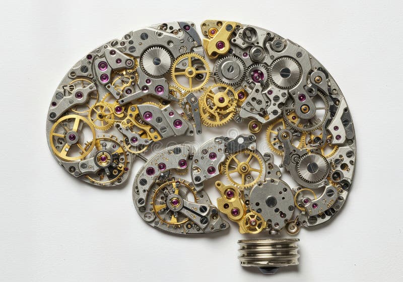 Mechanical Brain on the Table. Generative AI Stock Illustration ...