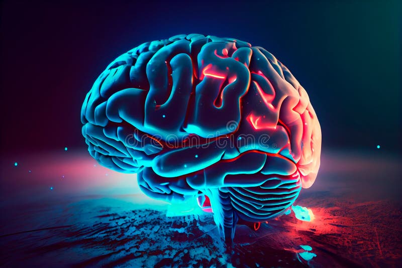 Mechanical Brain on the Table. Generative AI Stock Illustration ...