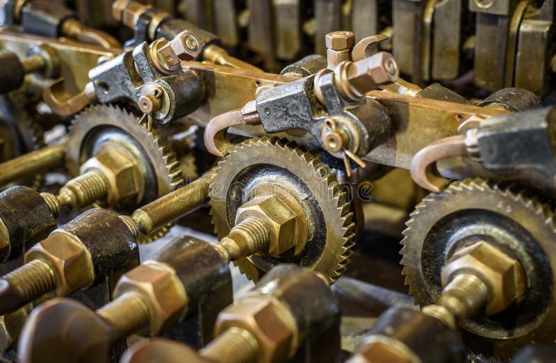 Mechanical Brass Cogs stock image. Image of vintage, teeth - 82471185