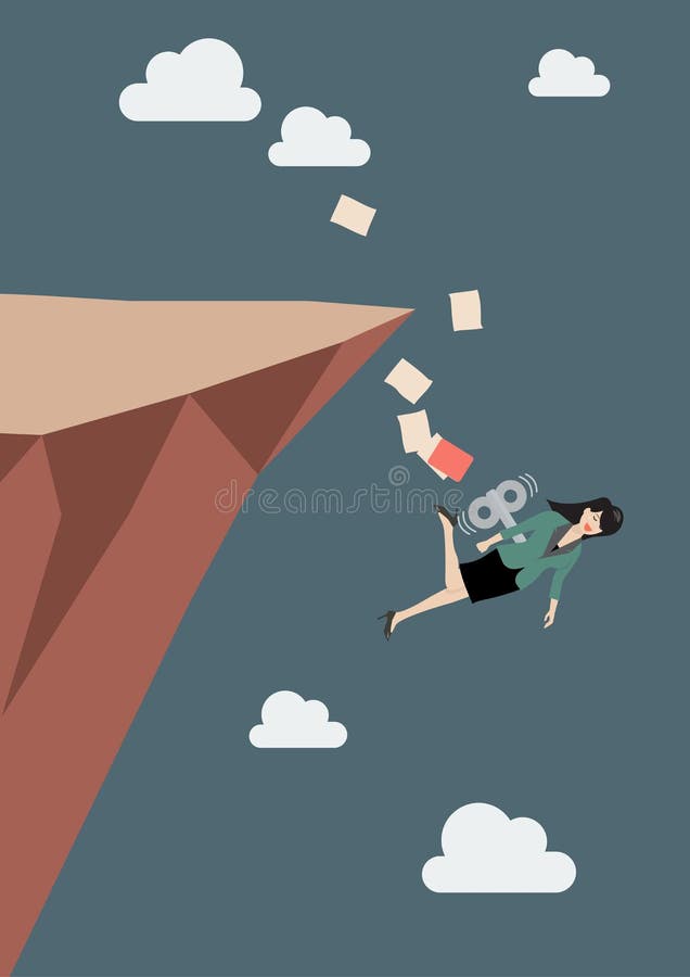 Mechanical Business Woman Fall into the Abyss Stock Vector ...