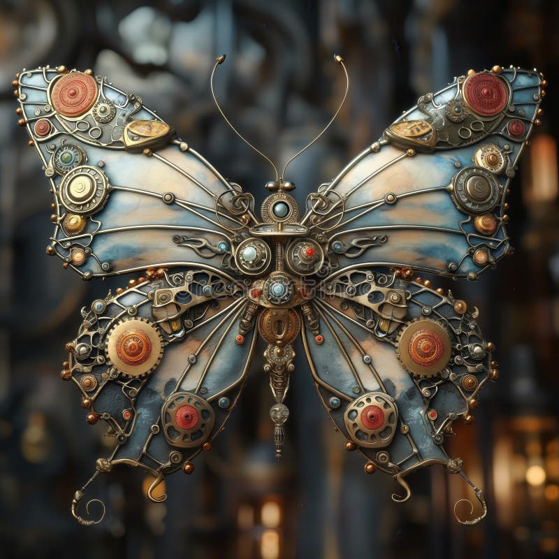 Mechanical Butterfly on an Abstract Background. Stock Image - Image of ...