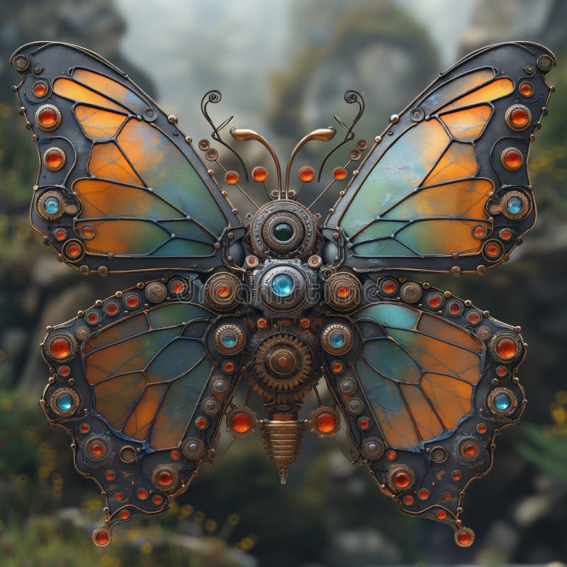 Mechanical Butterfly on an Abstract Background. Stock Image - Image of ...
