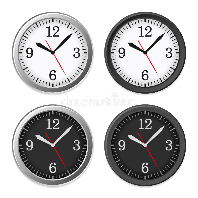 Mechanical Circle Clock Dial Set. Vector Stock Vector - Illustration of ...