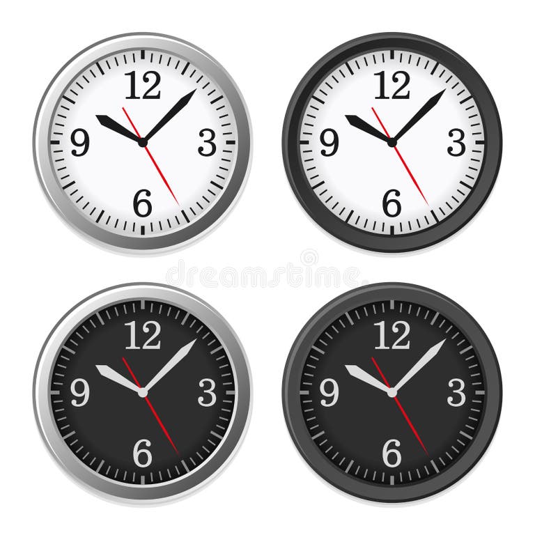 Mechanical Circle Clock Dial Set. Vector Stock Vector - Illustration of ...