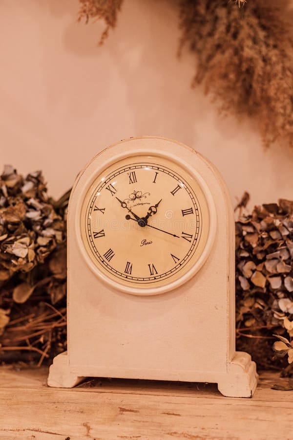 Mechanical Clock with an Alarm Clock on the Table in the Interior. Loft ...