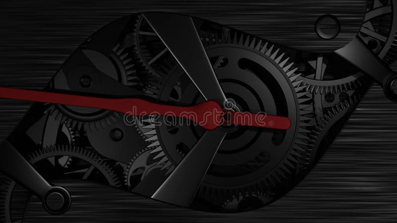Mechanical Clock Face with Spinning Gears and Rotating Second Hand in a ...