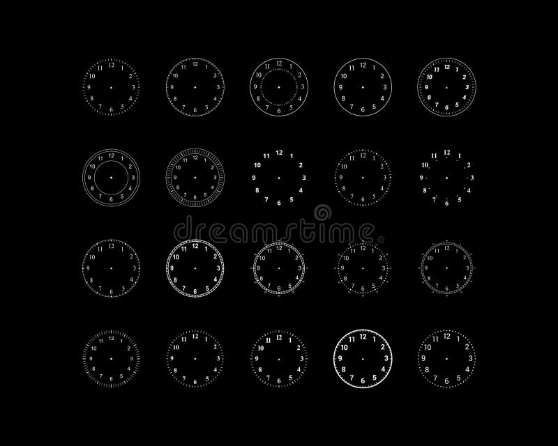 Mechanical Clock Faces with Arabic Numerals, Bezel. Blank Measuring ...