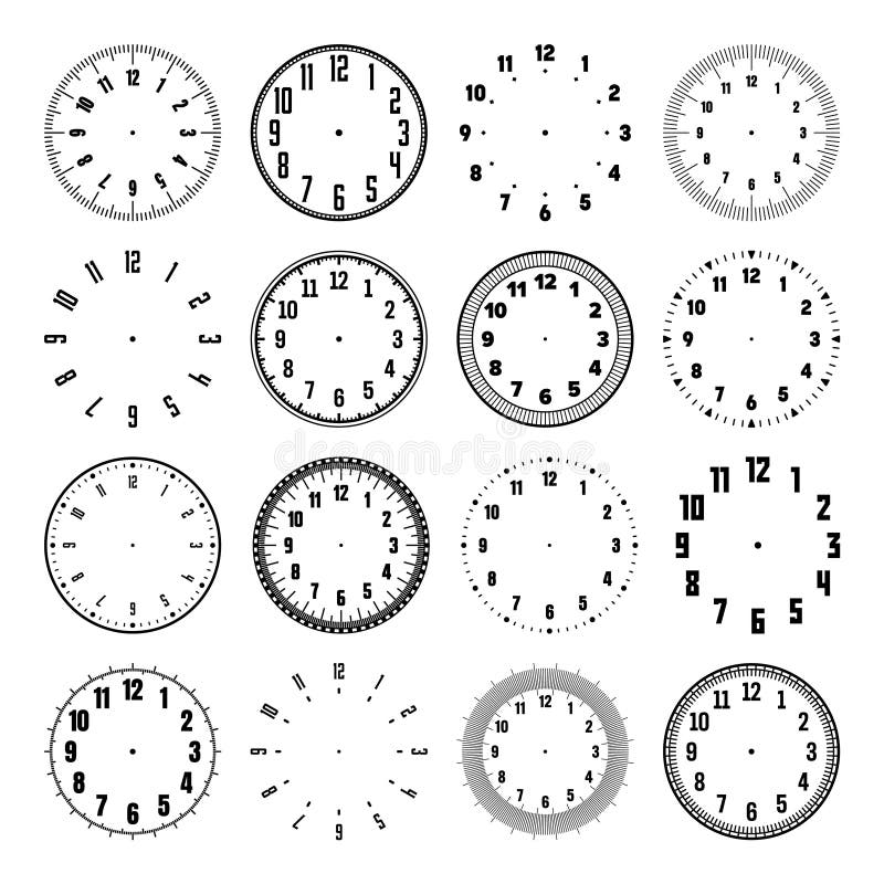 Mechanical Clock Faces with Arabic Numerals, Bezel. Watch Dial with ...