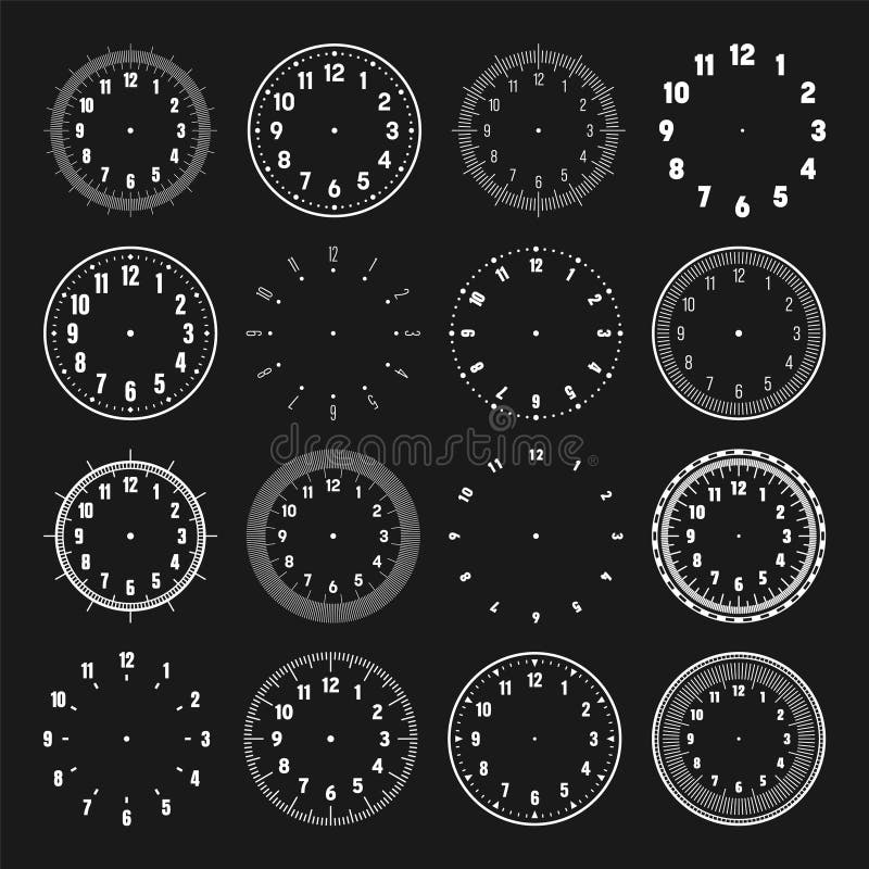Mechanical Clock Faces with Arabic Numerals, Bezel. White Watch Dial ...