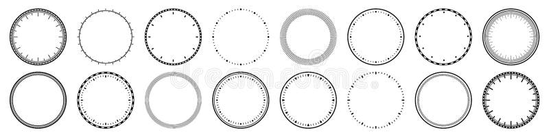 Mechanical Circle Clock Dial Set. Vector Stock Vector - Illustration of ...