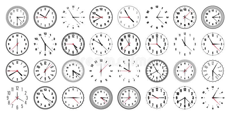 Mechanical Clock Faces with Hands, Bezel. Watch Dial with Minute, Hour ...