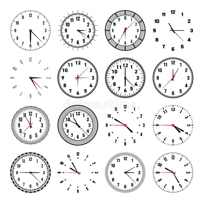 Mechanical Clock Faces with Hands, Bezel. Watch Dial with Minute, Hour ...