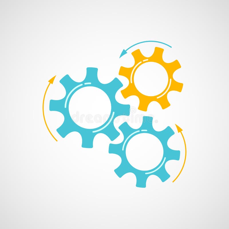 Mechanical Cog and Gear Graphic in Blue and Orange Stock Vector ...