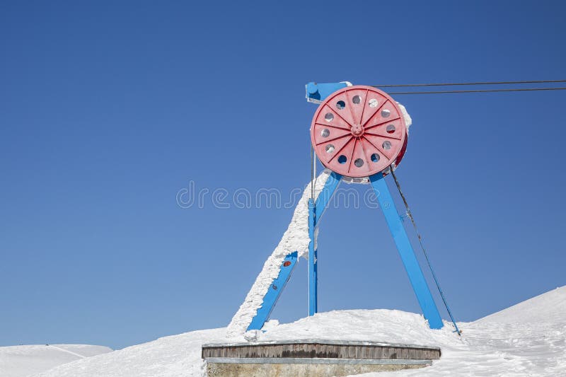 Mechanical Coil for an Old Lift in the Mountains Stock Photo - Image of ...