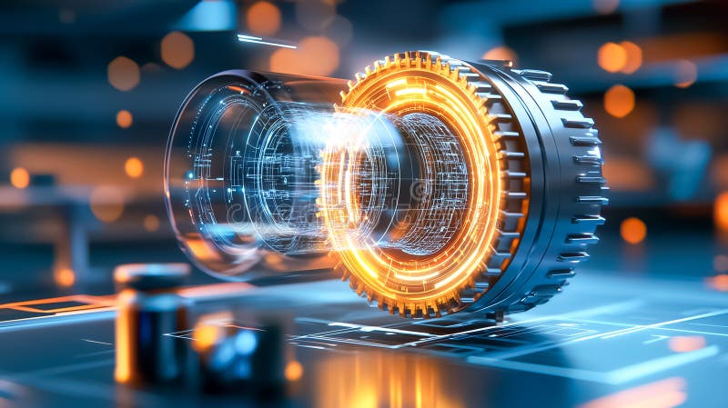 Mechanical Component Showcasing Intricate Design with Glowing Circuits ...